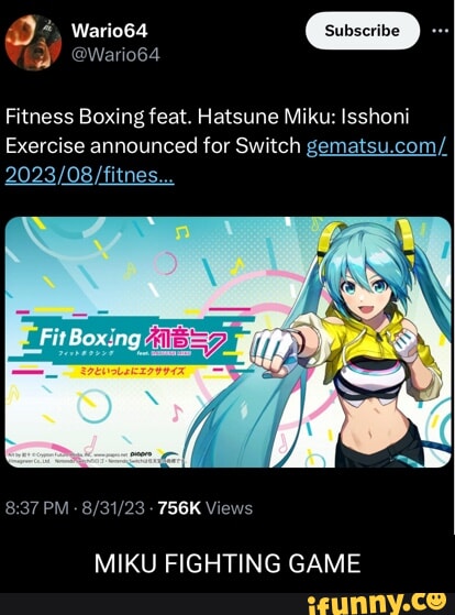 Wario64 Fitness Boxing feat. Hatsune Miku: Isshoni Exercise announced ...