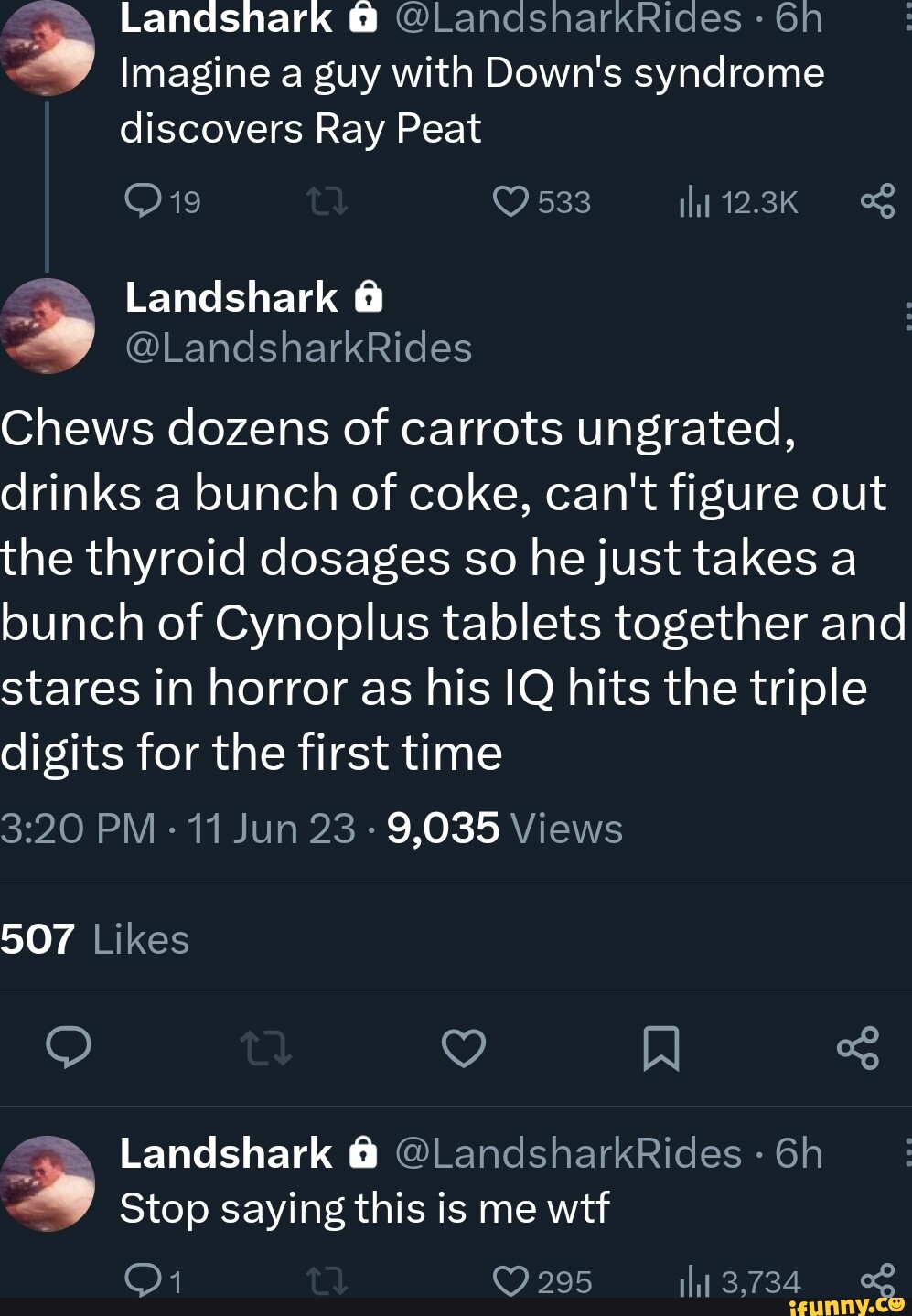 Landshark @LancsharkkRides Imagine a guy with Down's syndrome discovers ...