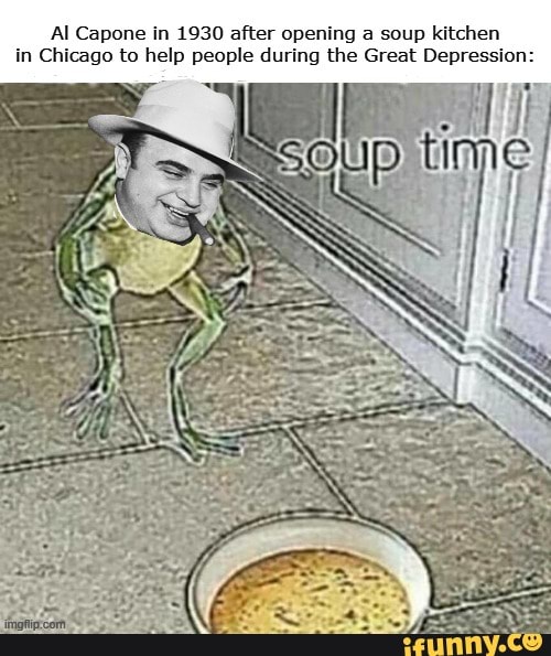 Al Capone in 1930 after opening a soup kitchen in Chicago to help ...