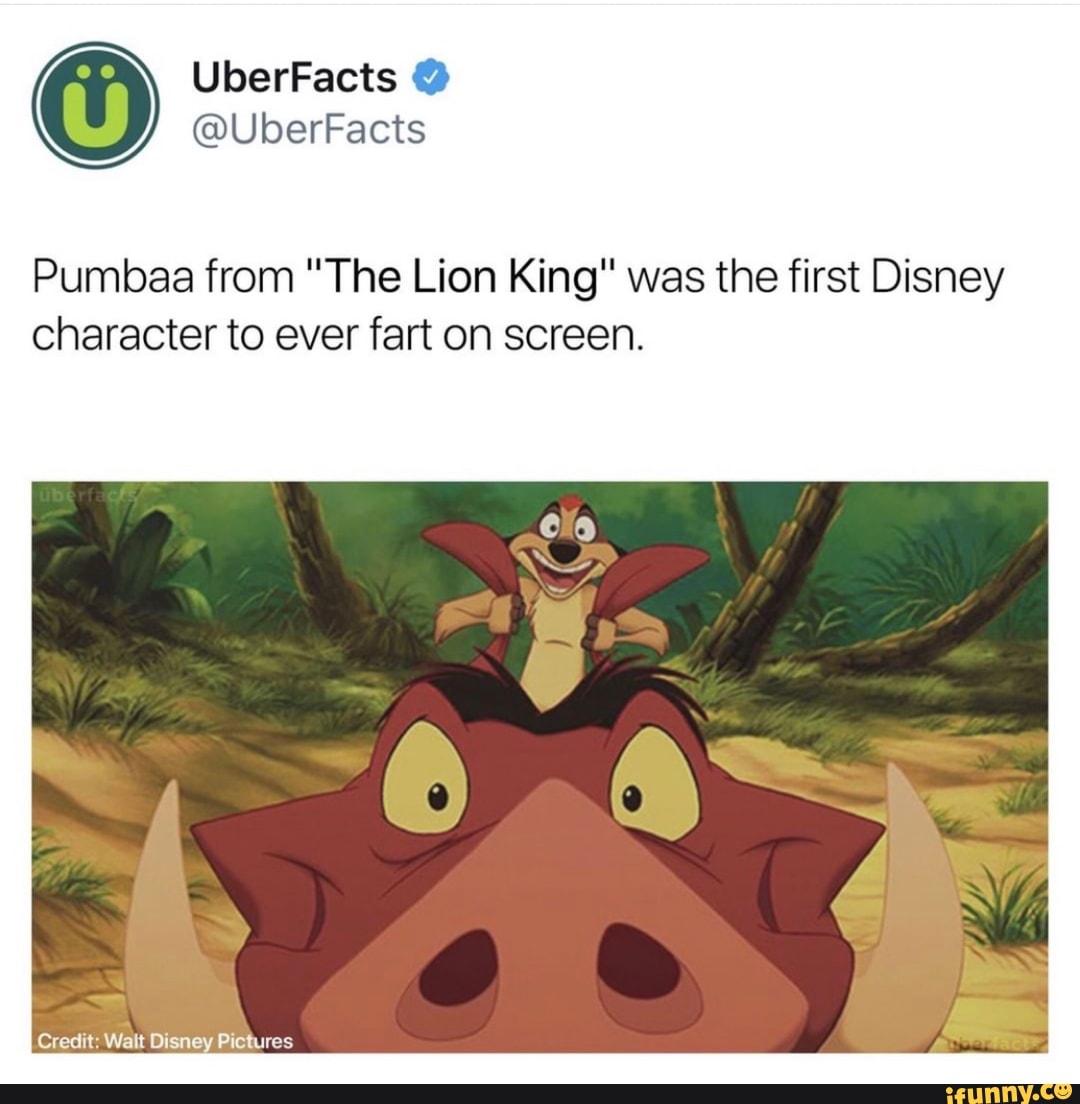 Pumbaa from "The Lion King" was the first Disney character to ever fart ...