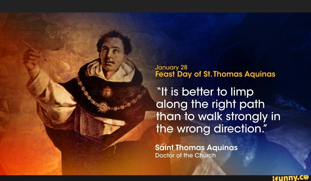 January 28 Feast Day of St. Thomas Aquinas "It is better to limp along ...