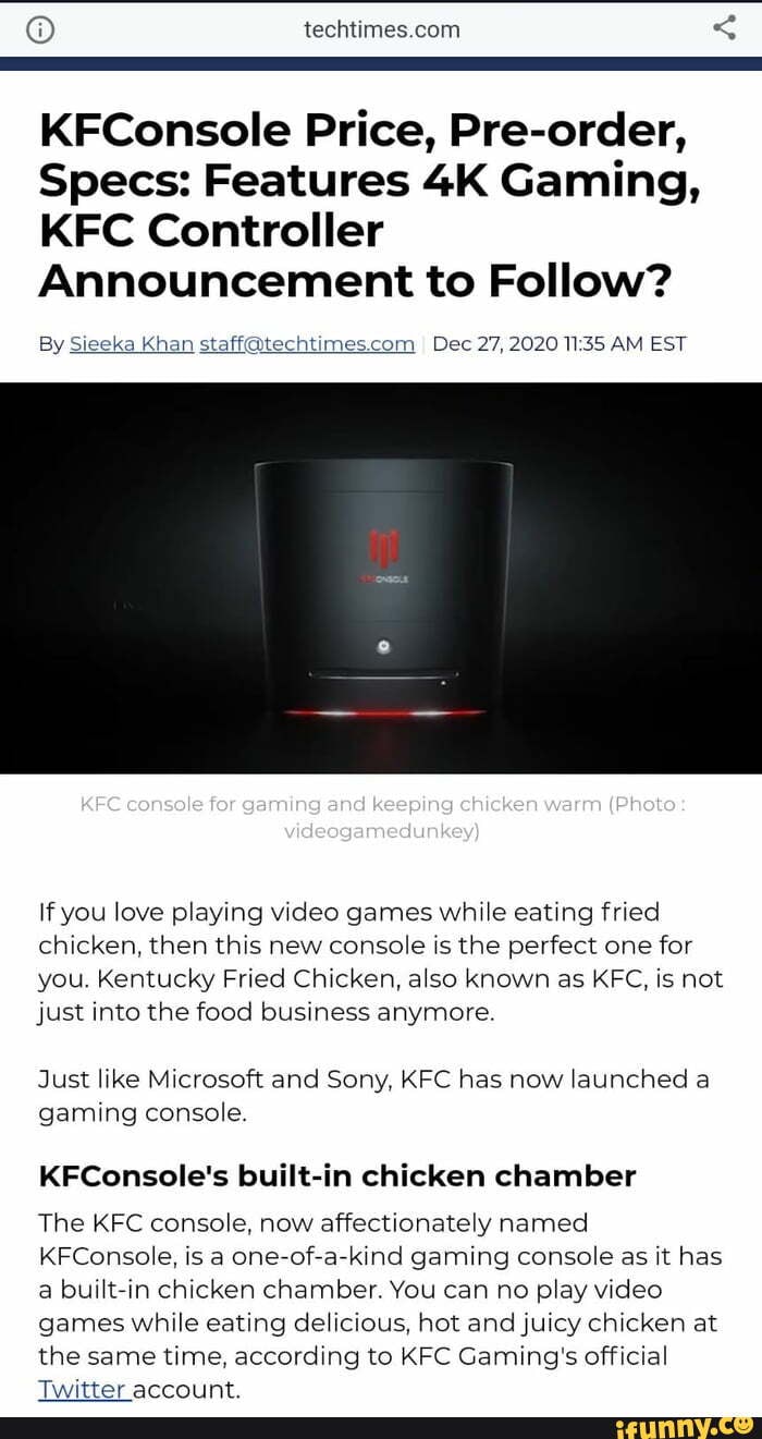 KFConsole Price, Pre-order, Specs: Features Gaming, KFC Controller ...