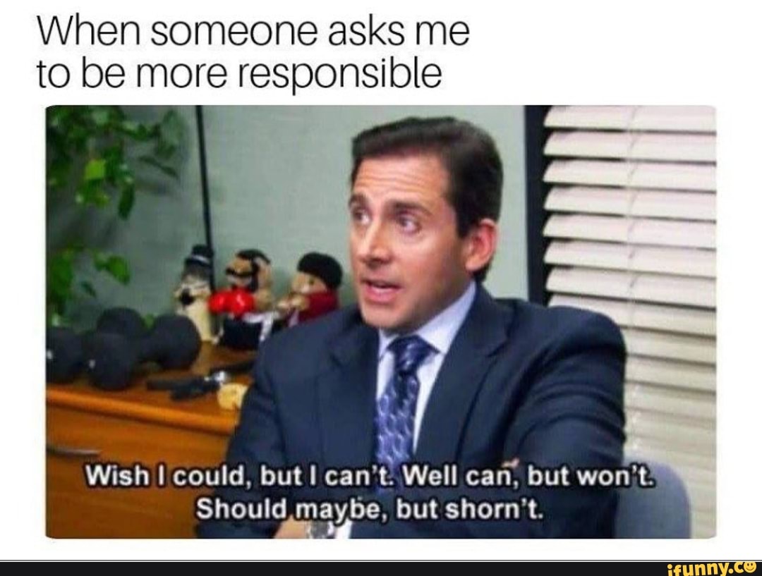 When someone asks me to be more responsible if Wish I could, but I can ...
