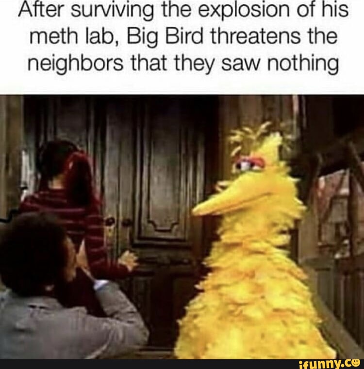 Aiter surviving the explosion of his meth lab, Big Bird threatens the ...