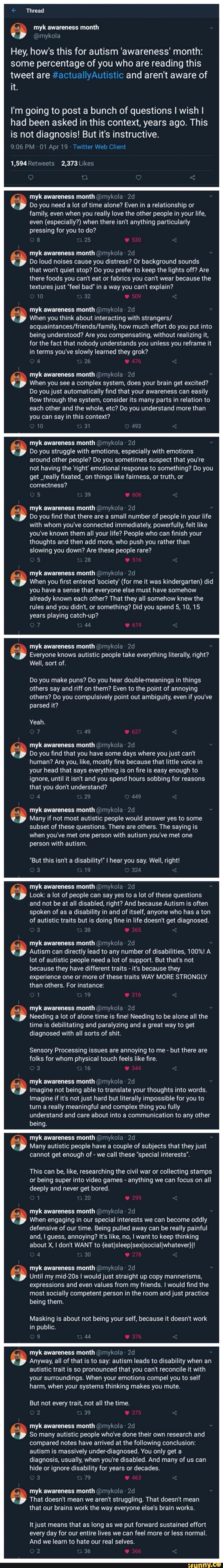 Mykola Hey, how's this for autism 'awareness' month: some percentage of ...