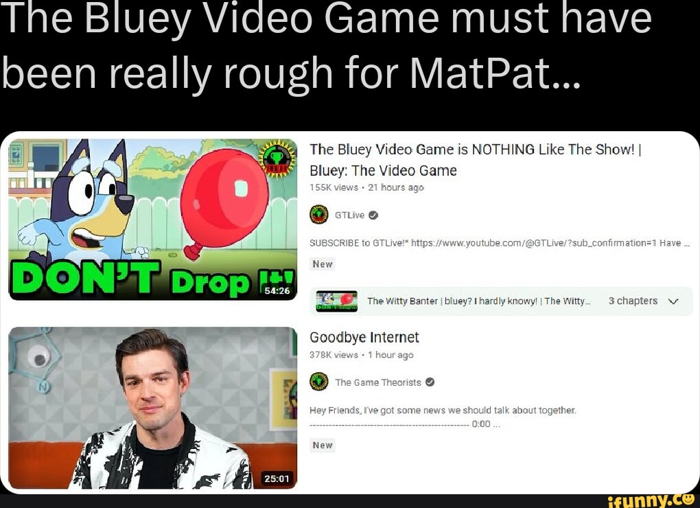 The Bluey Video Game must have been really rough for MatPat... came The ...