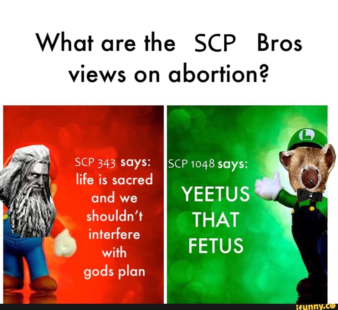 What are the SCP Bros views on abortion? SCP 343 says: SCP 1048 says ...