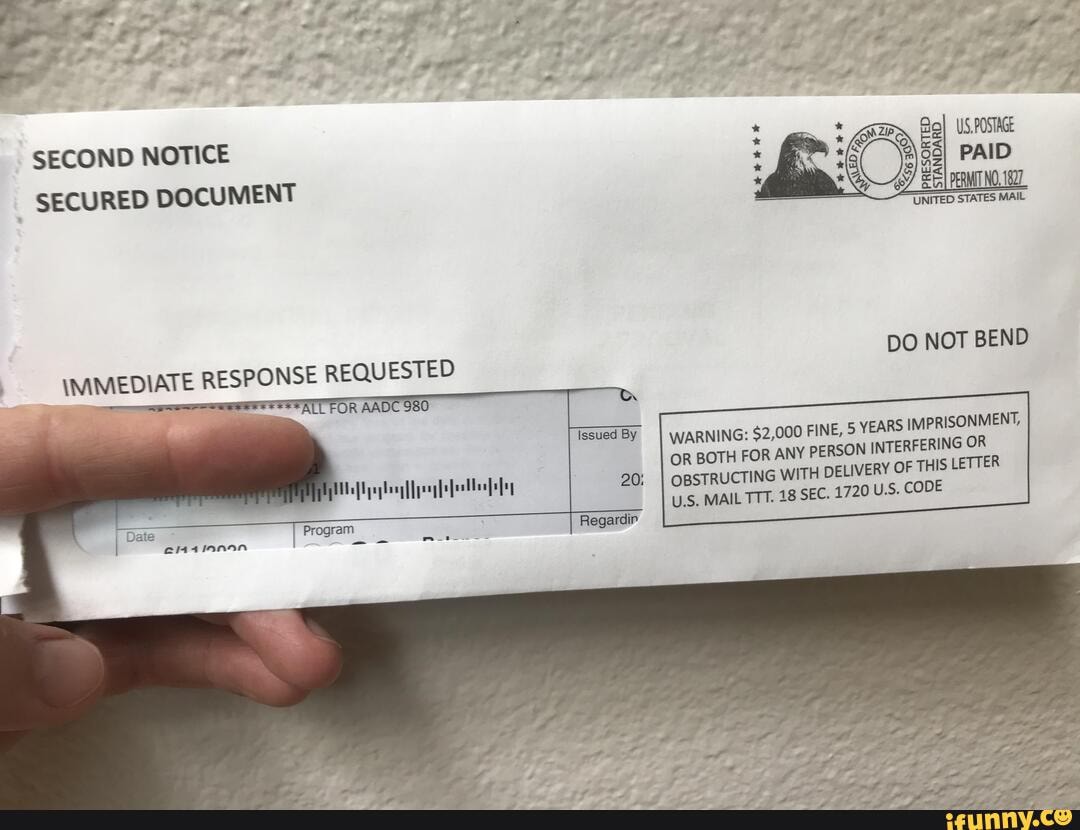 SECOND NOTICE SECURED DOCUMENT \MMEDIATE RESPONSE Date Program ...