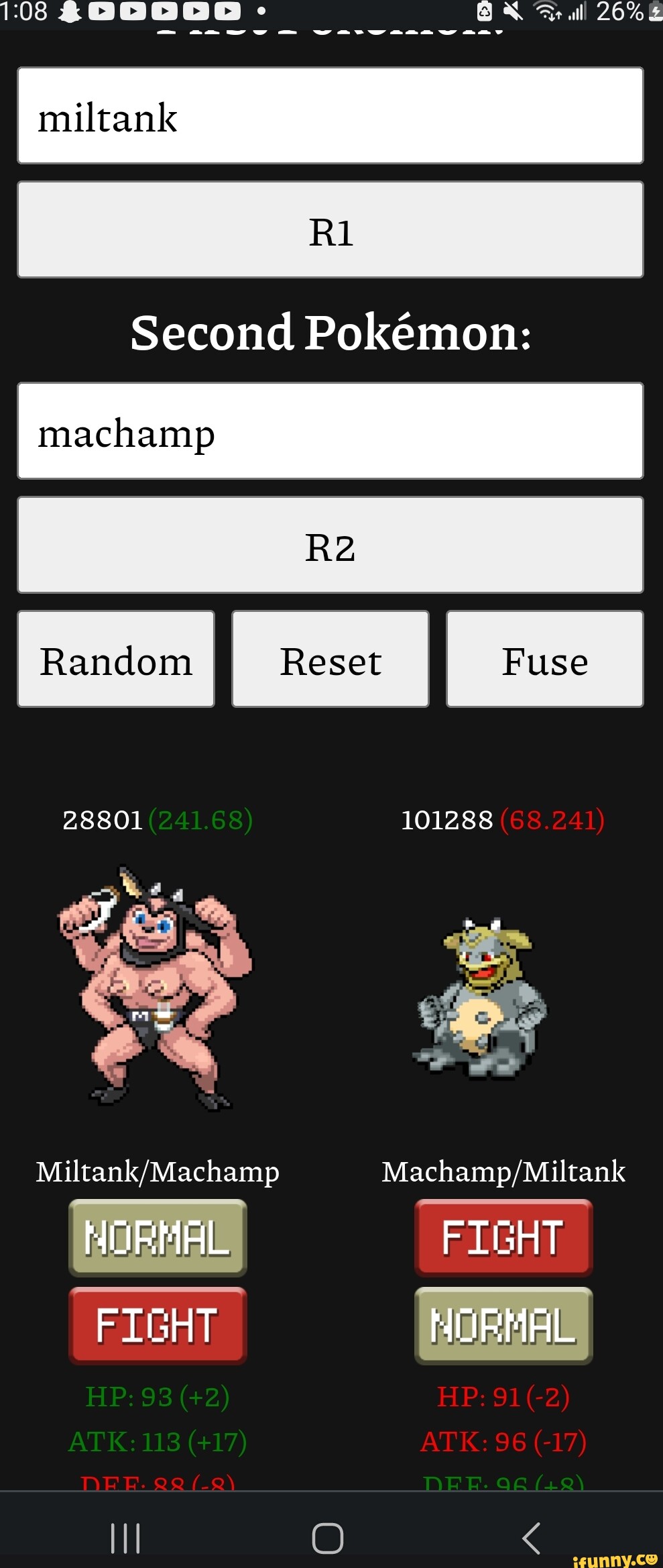 Aill miltank I Second Pokemon: I machamp Random I Reset I Fuse 28801 ...