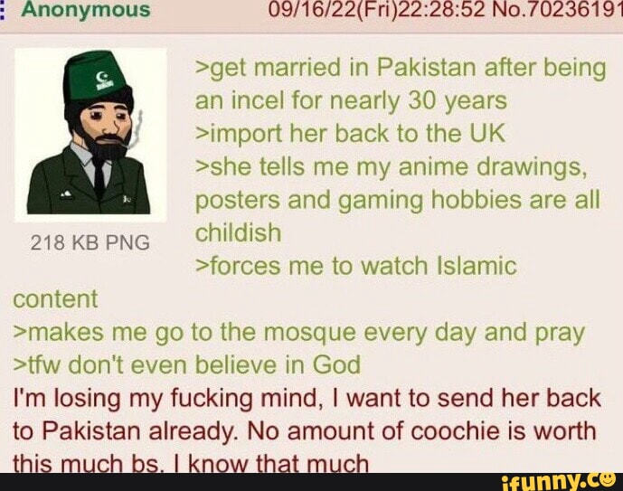 Anonymous >get married in Pakistan after being an incel for nearly 30 ...