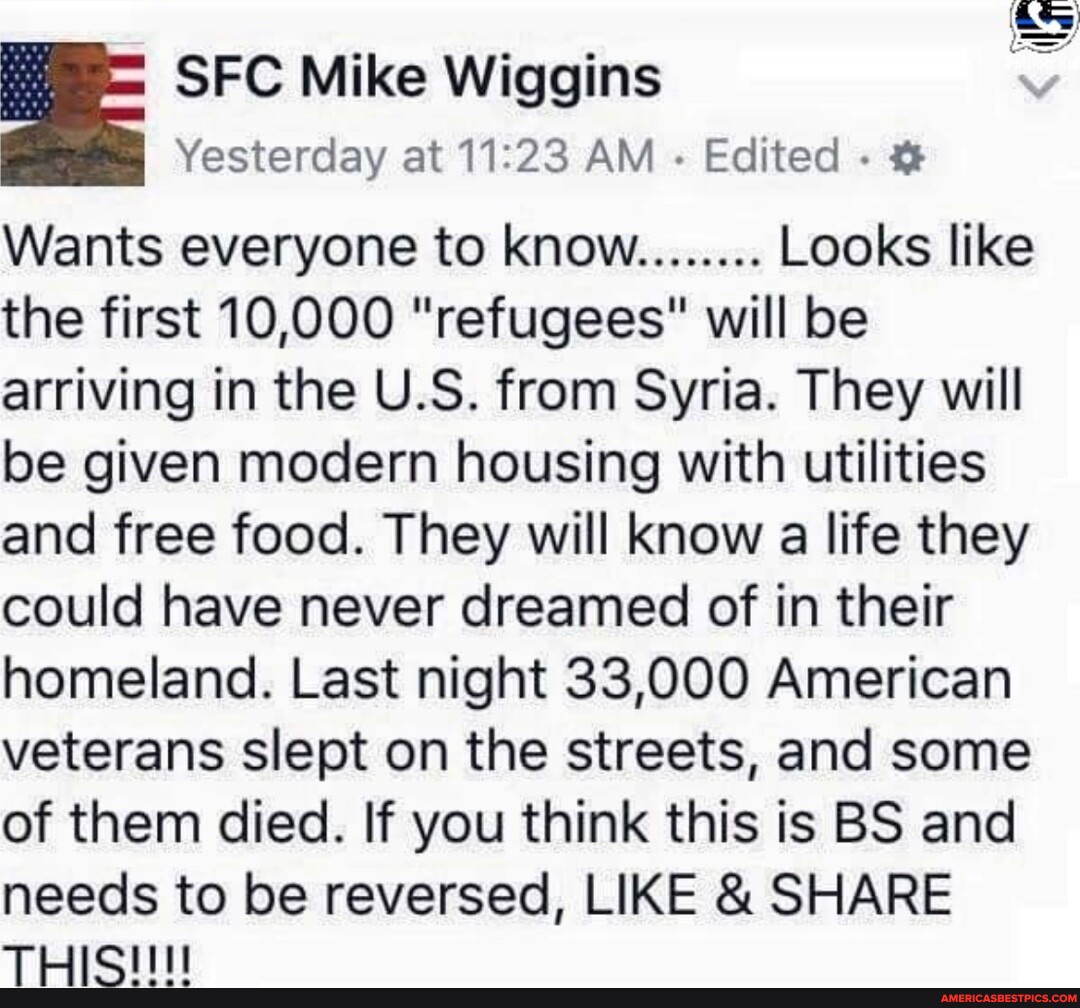 SFC Mike Wiggins Yesterday at AM - Edited Wants everyone to know ...