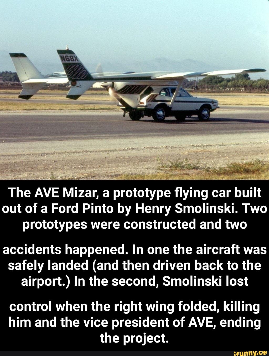 The AVE Mizar, a prototype flying car built out of a Ford Pinto by ...
