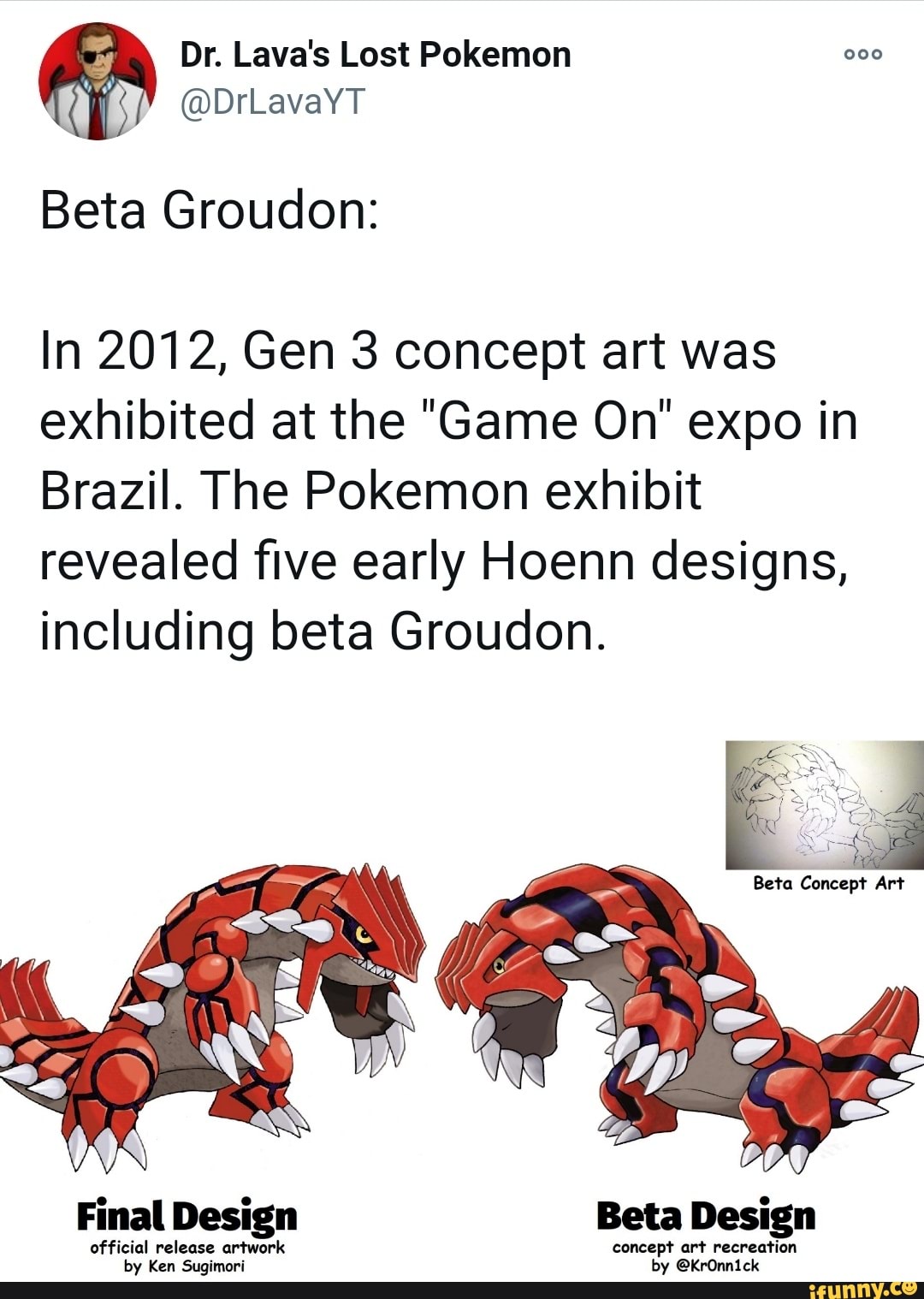 Dr. Lava's Lost Pokemon Beta Groudon: In 2012, Gen 3 concept art was ...