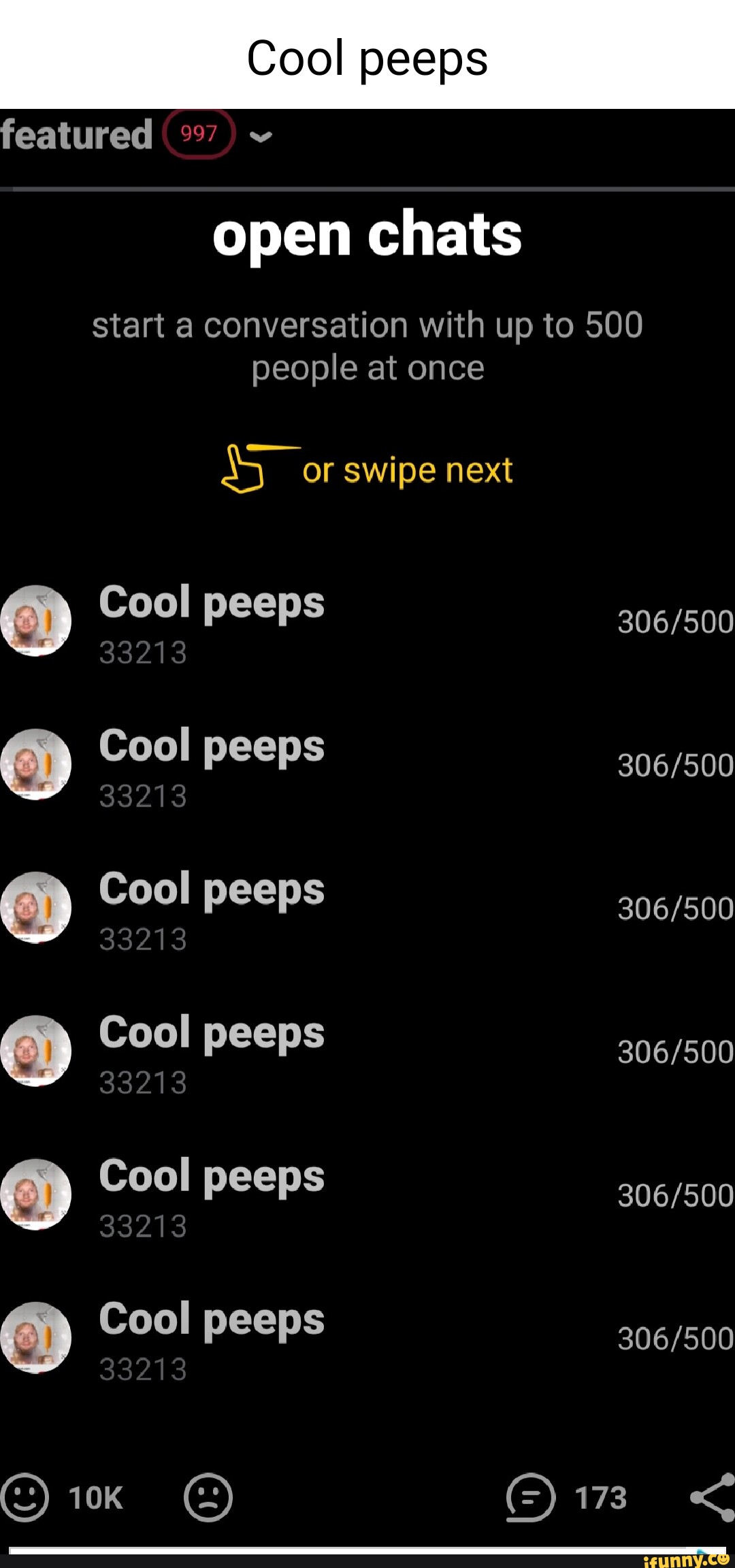 Cool peeps featured open chats start a conversation with up to 500 ...