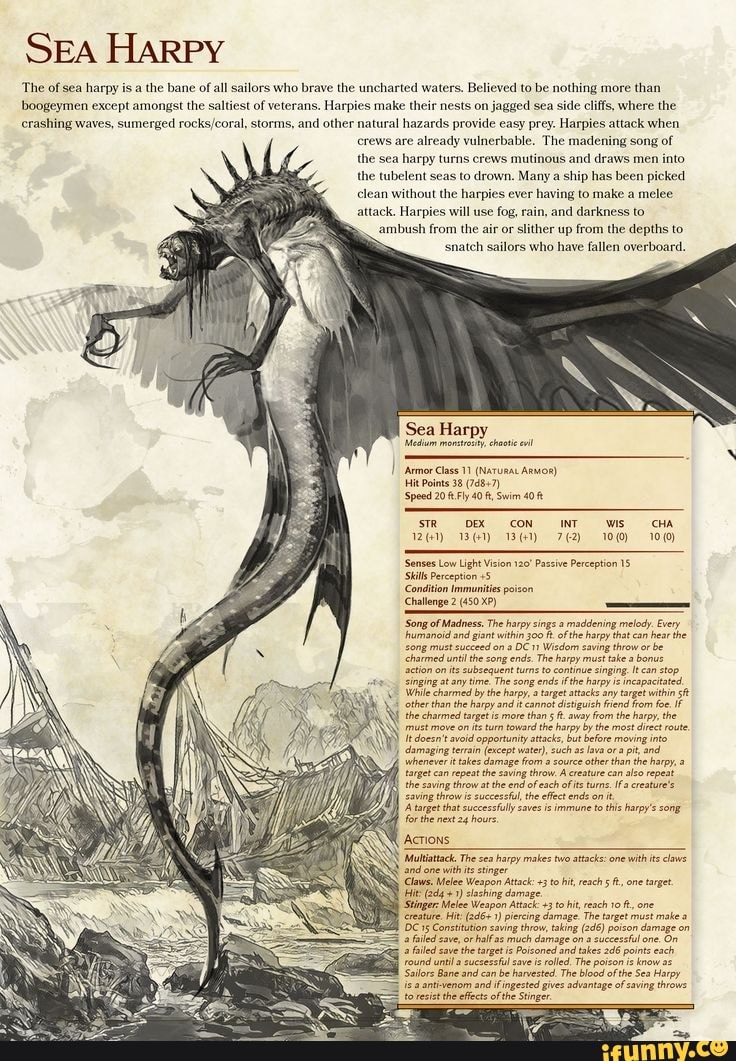 SEA HARPY The of sea harpy is a the bane of all sailors who brave the ...