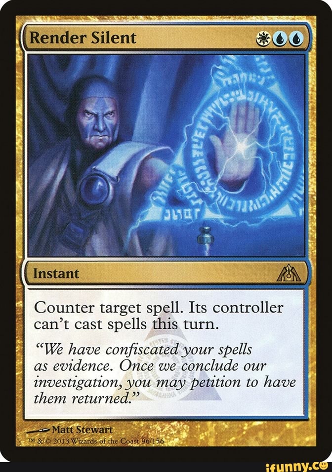 Render Silent Counter target spell. Its controller can't cast spells ...