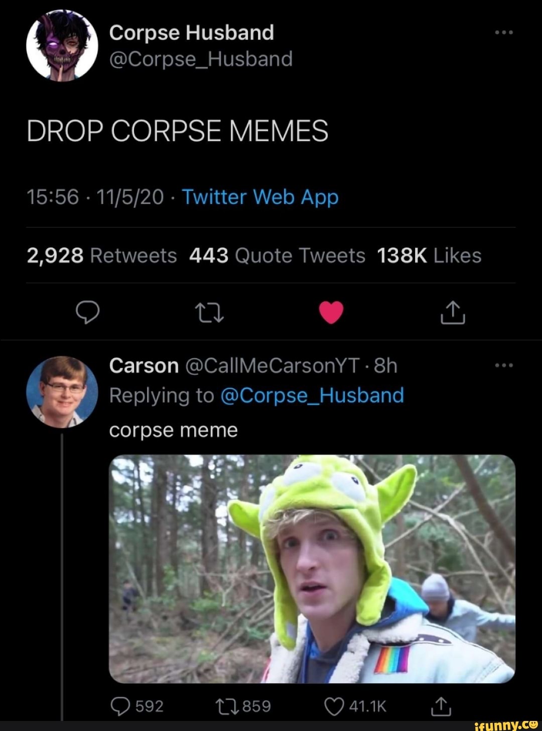 Corpse Husband @Corpse_Husband DROP CORPSE MEMES ty Carson ...