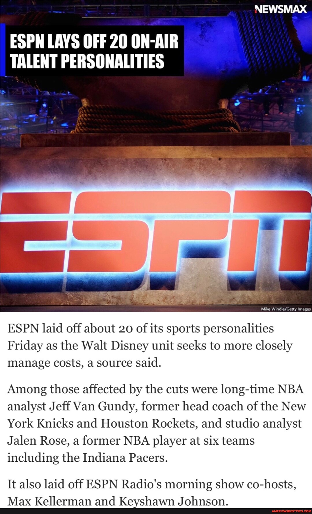 NEWSMAX ESPN LAYS OFF 20 ON-AIR TALENT PERSONALITIES Mike Images ESPN ...