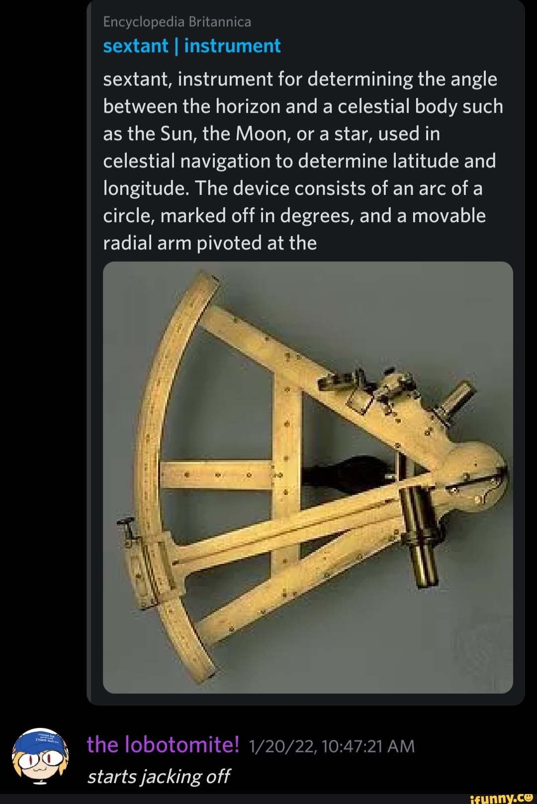 Encyclopedia Britannica sextant I instrument sextant, instrument for ...