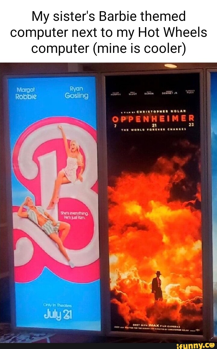 My sister's Barbie themed computer next to my Hot Wheels computer (mine ...