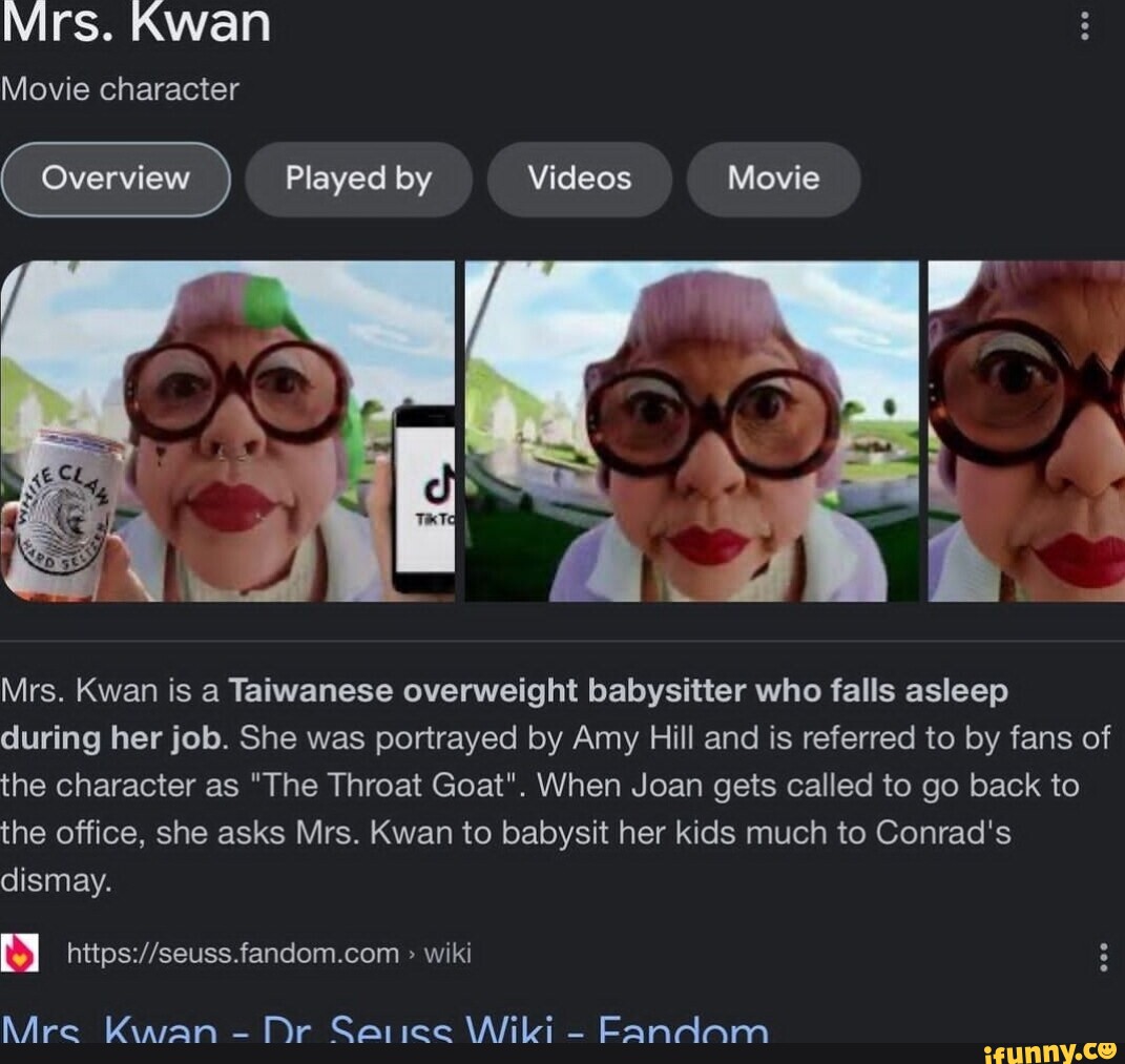 Mirs. Kwan : Movie character Played by Videos Movie Mrs. Kwan is a ...