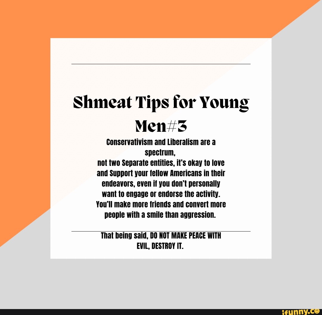 Shmeat Tips for Young Conservativism and Liberalism are a spectrum, not ...