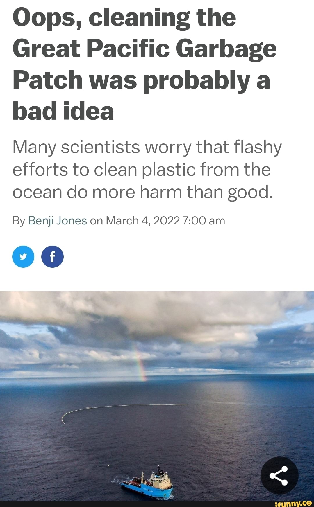 Oops, cleaning the Great Pacific Garbage Patch was probably a bad idea ...