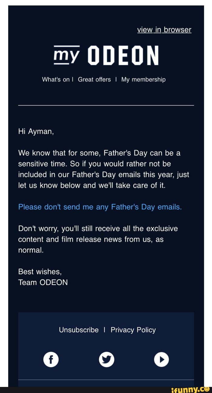 View in _browser my ODEON What's on I Great offers I My membership Hi ...