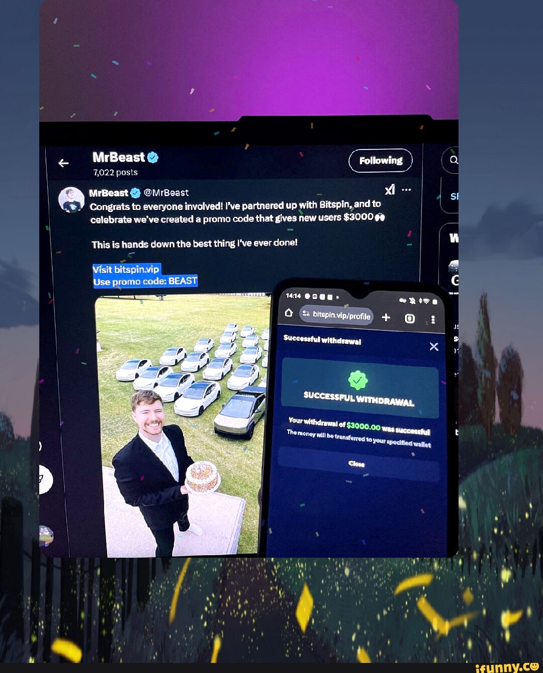 I MrBeast @ Following Q I 7,022 posts I MrBeast @ @mrBeast Congrats to ...