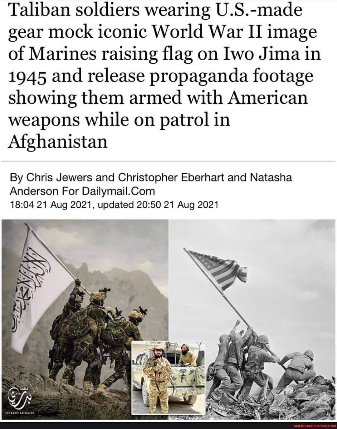 Taliban soldiers wearing U.S.-made gear mock iconic World War II image ...