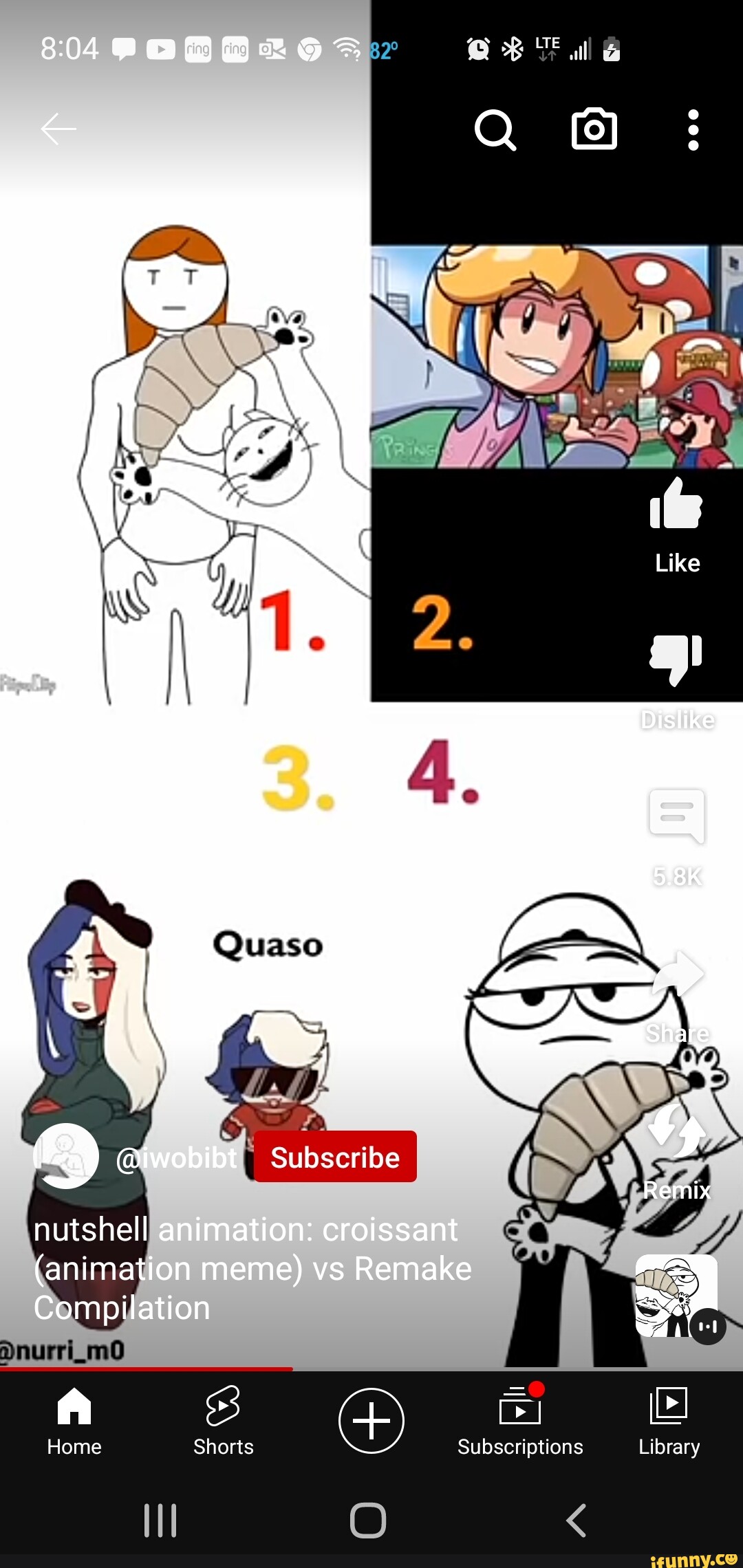 8048 Dro% ll SS Like nutshell animation: croissant (animation meme) vs ...