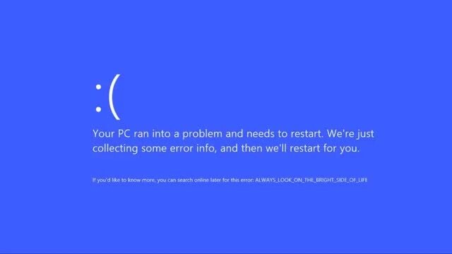 Your PC ran into a problem and needs to restart. We're just collecting ...