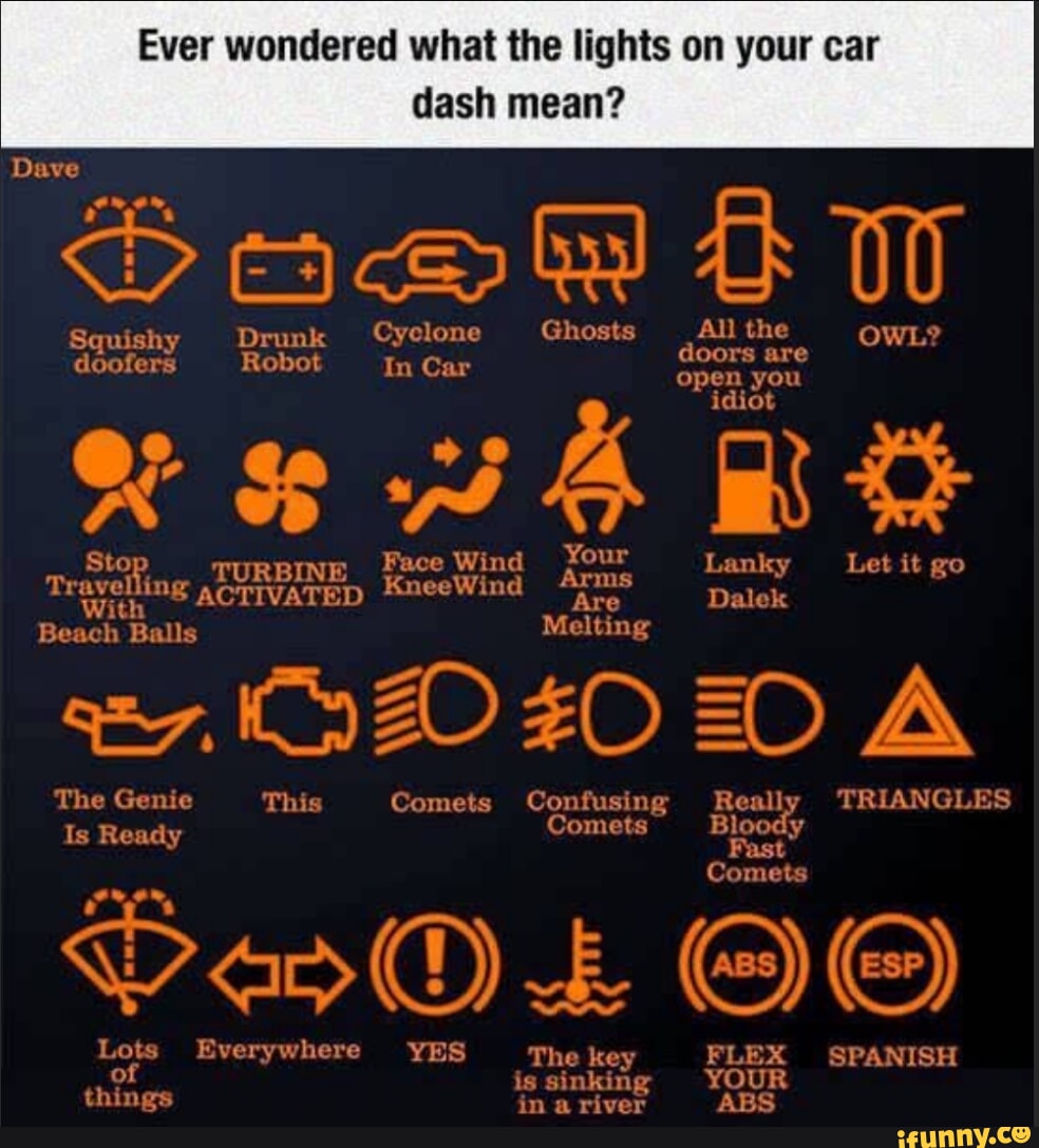 Ever wondered what the lights on your car dash mean? Dave Squishy Drunk ...