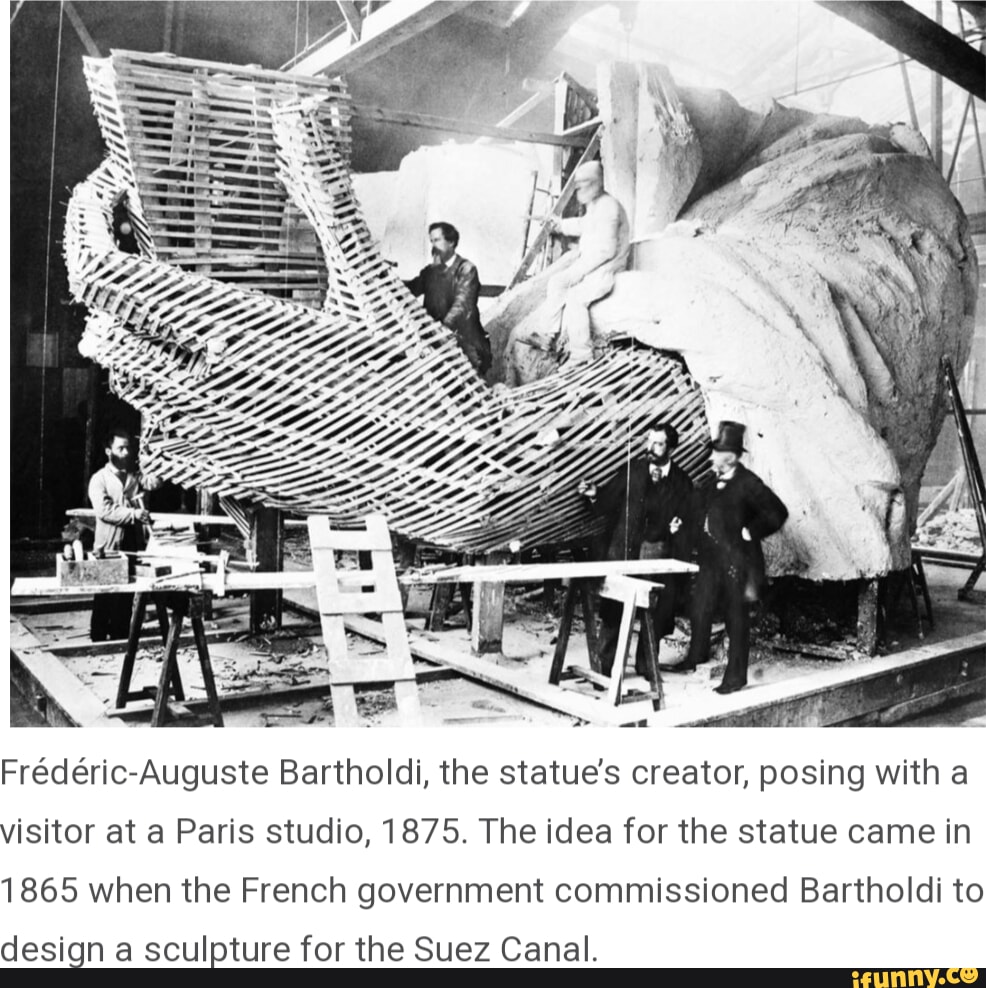 Frederic Auguste Bartholdi, the statue's creator, posing with a visitor ...
