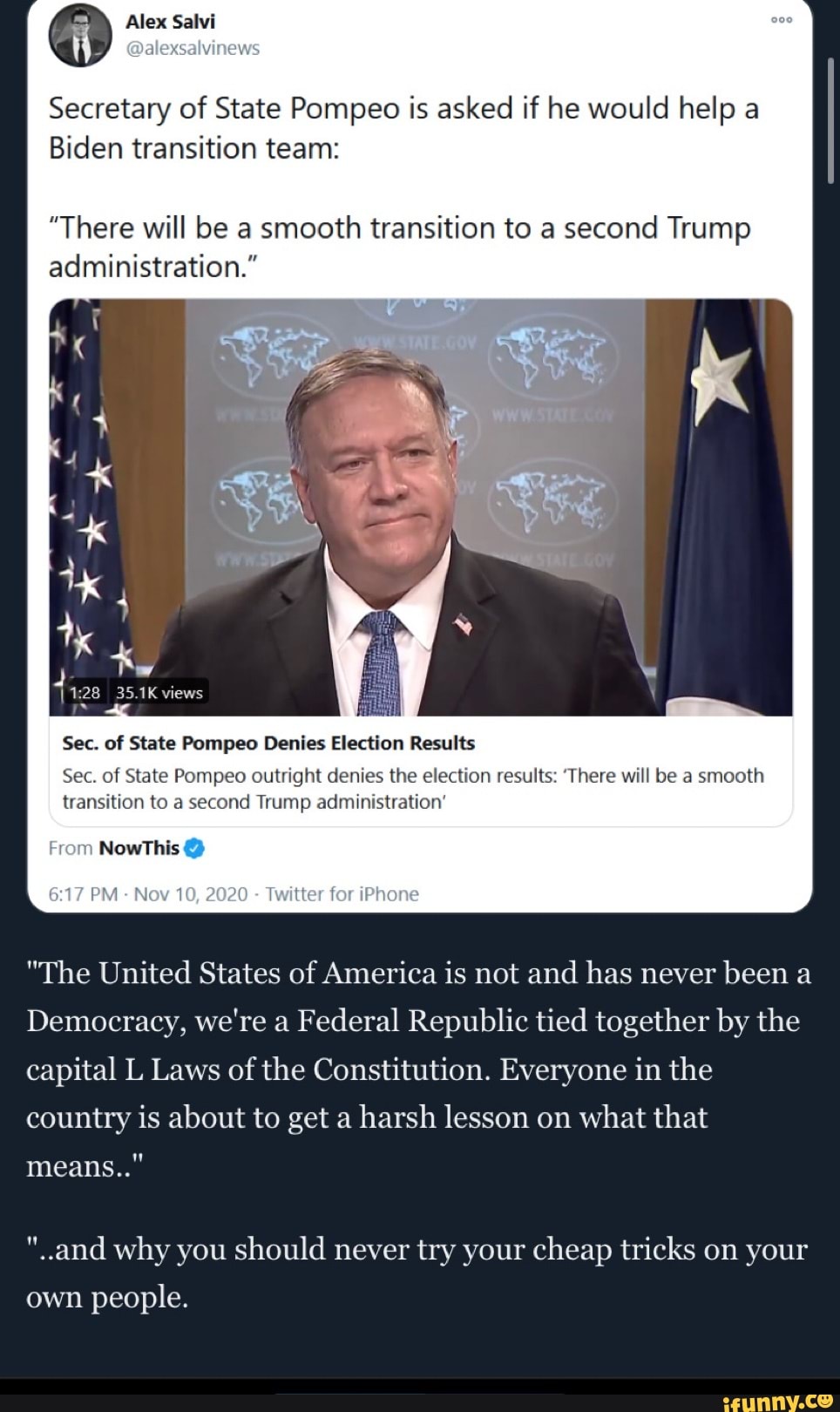 @ Alex Salvi Secretary of State Pompeo is asked if he would help a ...