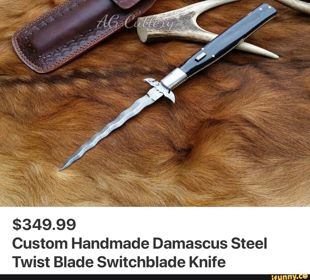 $349.99 Custom Handmade Damascus Steel Twist Blade Switchblade Knife ...