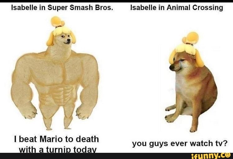 Isabelle in Super Smash Bros. Isabelle in Animal Crossing I beat Mario ...
