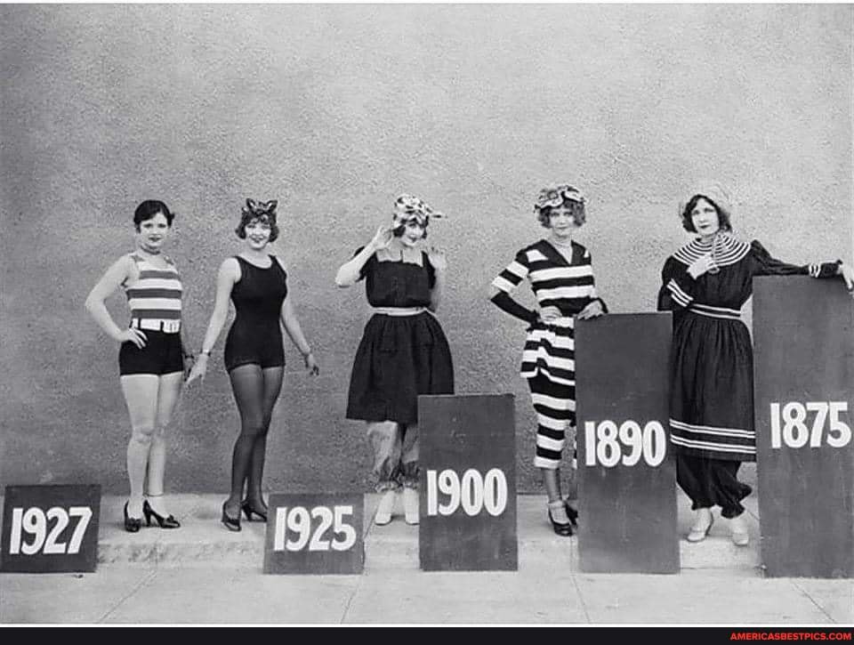 The Evolution of the female bathing suit from 1875 to 1927. - America’s ...