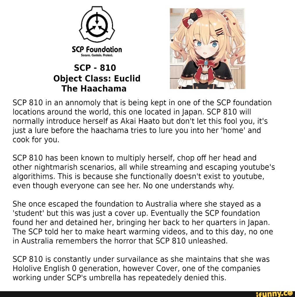 Sce Foundation Seeure. Coatain. SCP - 810 Object Class: Euclid The ...