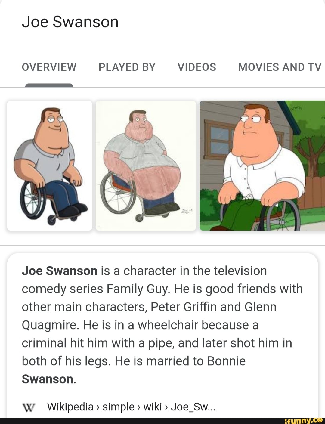 Joe Swanson OVERVIEW PLAYED BY VIDEOS MOVIES AND TV Joe Swanson is a ...